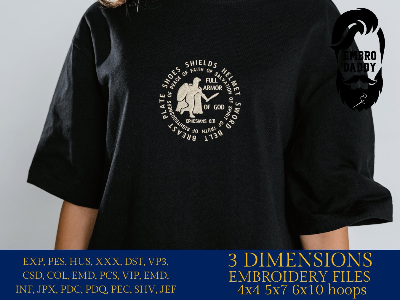 Machine Embroidery Files, Full Armor of God , PES, DST, Xxx, Hus & More ...