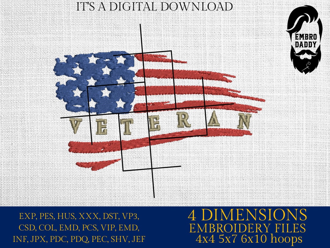 Machine Embroidery Files, USA Flag, Veteran, American Flag, PES, Xxx ...
