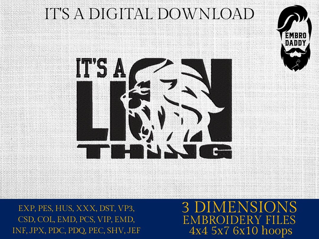 Machine Embroidery Files, It's a Lion Thing, Football Gift Idea PES ...