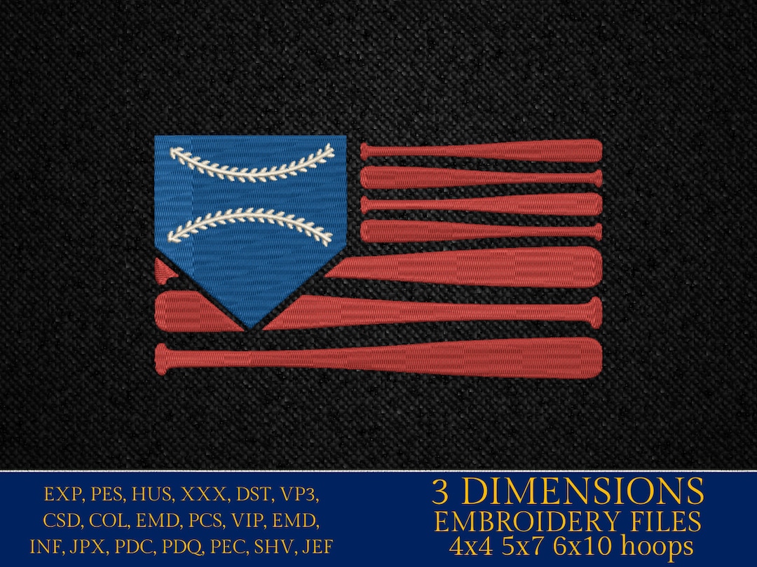 Machine Embroidery Files, USA Flag Baseball, DST, PES, Xxx, Hus & More ...