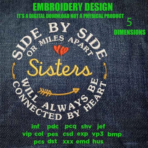 Machine Embroidery Sisters Embroidery Files Side by Side or - Etsy