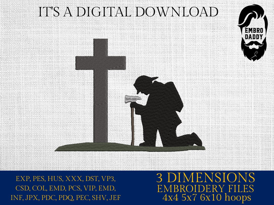 Machine Embroidery Files, Firefighter Kneeling Cross, PES, DST, Xxx ...