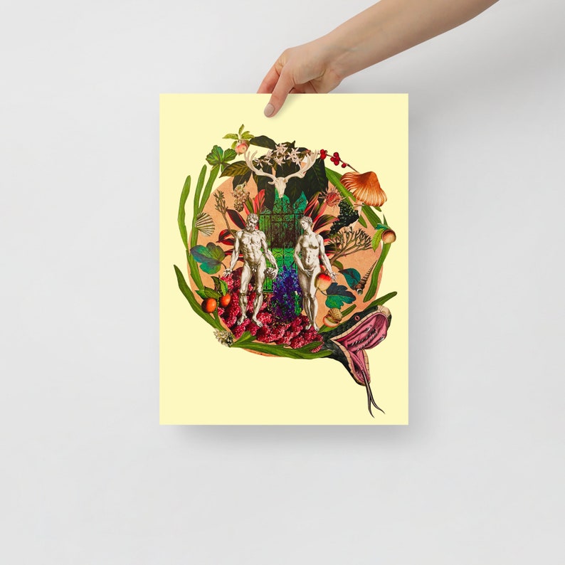 Garden of Eden Collage Art Print / Gothic Wall Art / Morbid Adam and ...