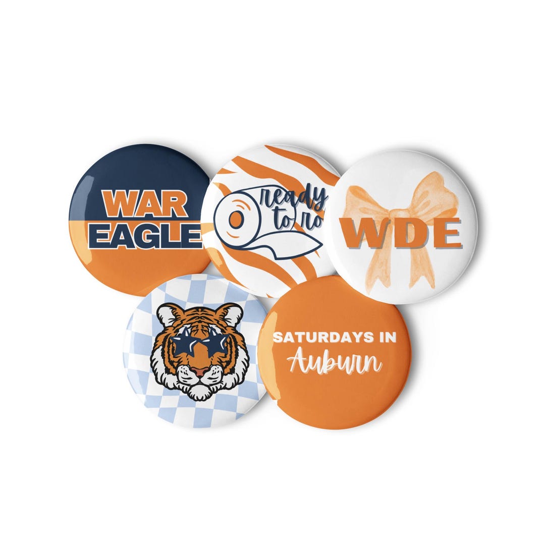 Auburn University, Set of 5 Gameday Pin Buttons 2.25, AU Tigers, War ...