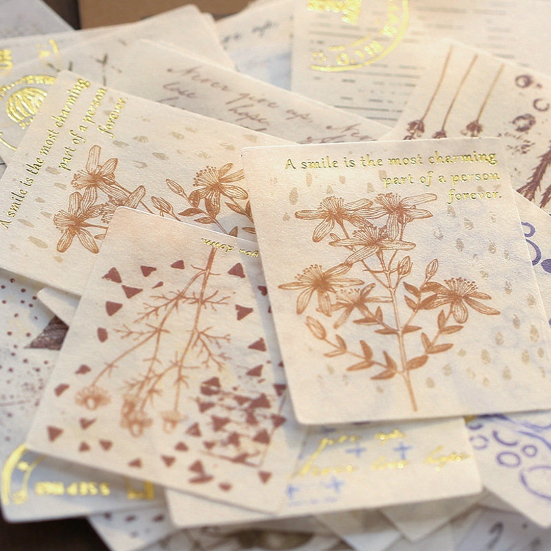 40 Sheets/set Poetry and Distance Sticker Gold Foil Sticker Vintage ...