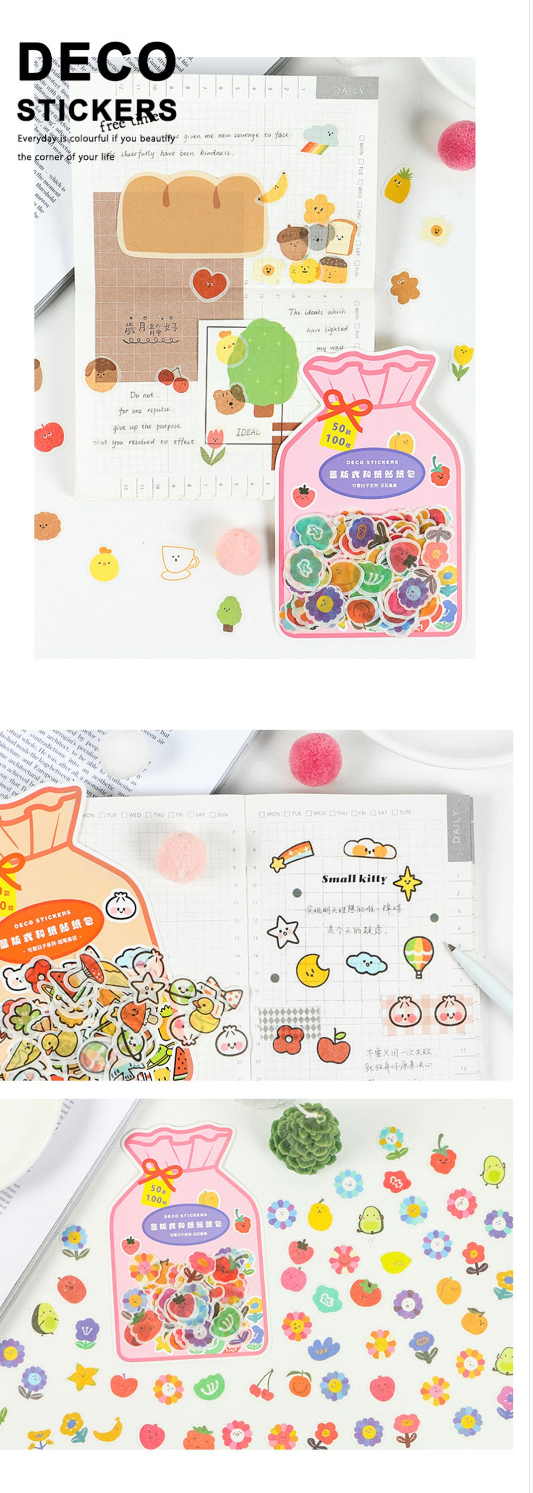 100sheets/pack Good Days Sticker Girlish Style Sticker Cartoon | Etsy