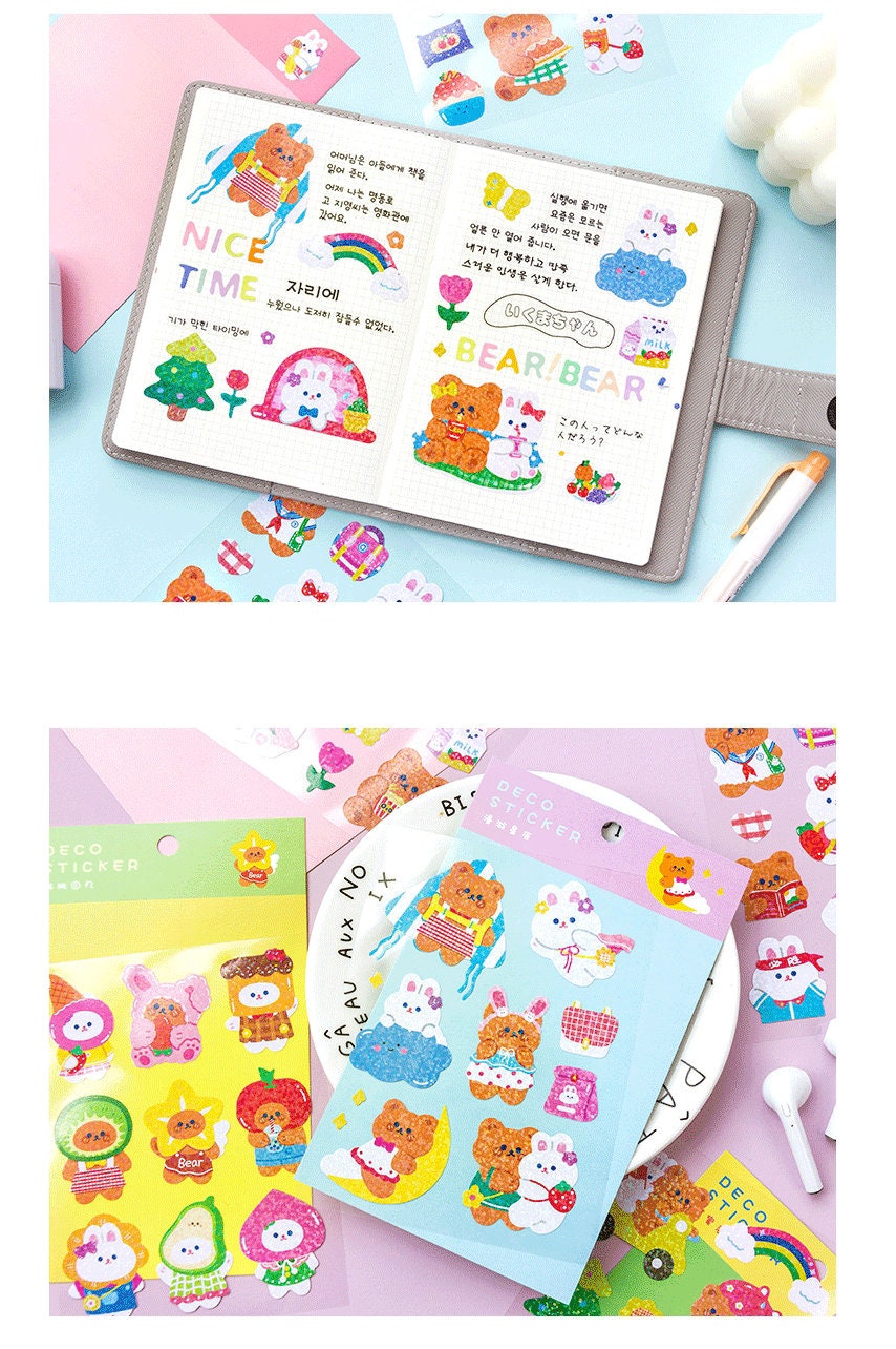 Cartoon Stickerbear Sticker Bunny Sticker rabbit - Etsy