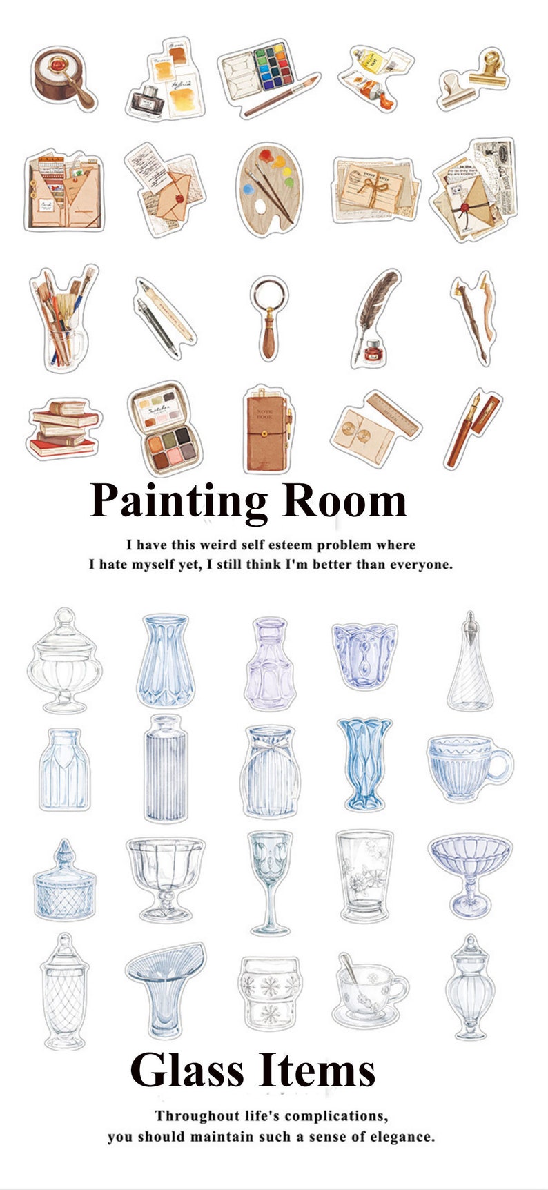 Pack of 40vintage Art Stickerwaterproof Stickerenvelope - Etsy