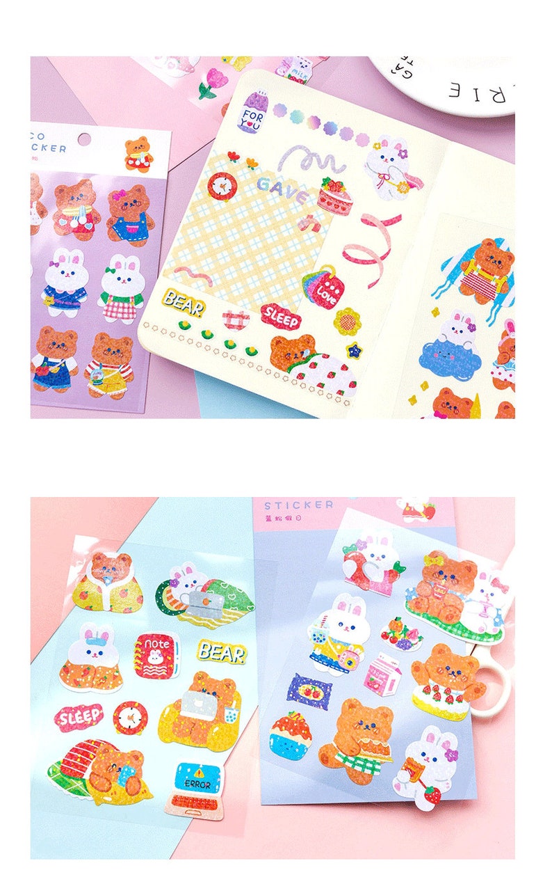 Cartoon Stickerbear Sticker Bunny Sticker rabbit - Etsy