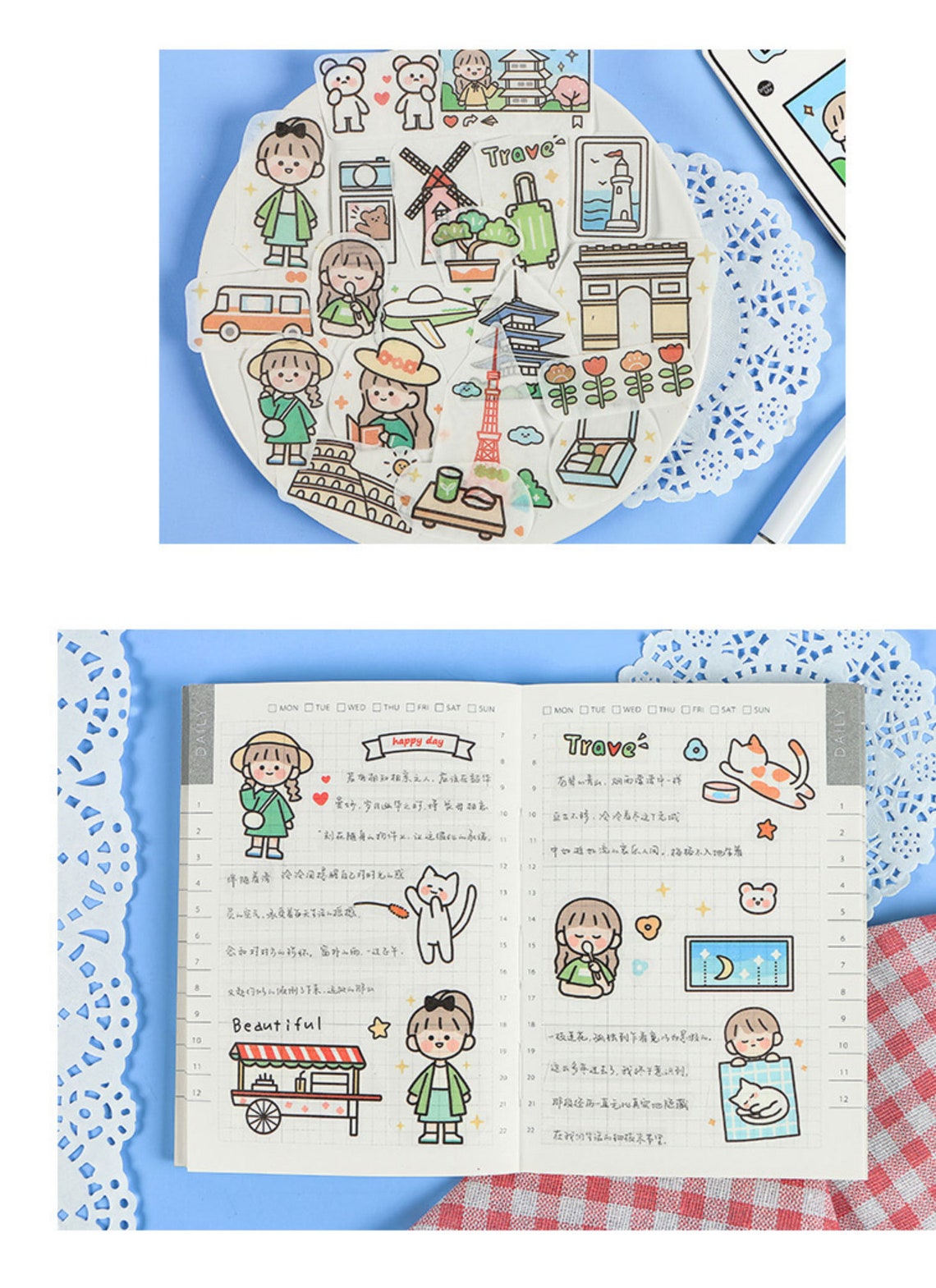 40 Sheets What a Nice Day Sticker Cute Character Sticker | Etsy