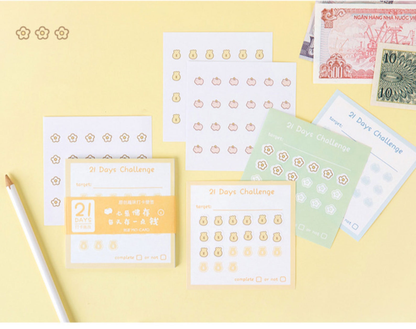 21 Days Challange Sticky Note Planner Suppliestask - Etsy