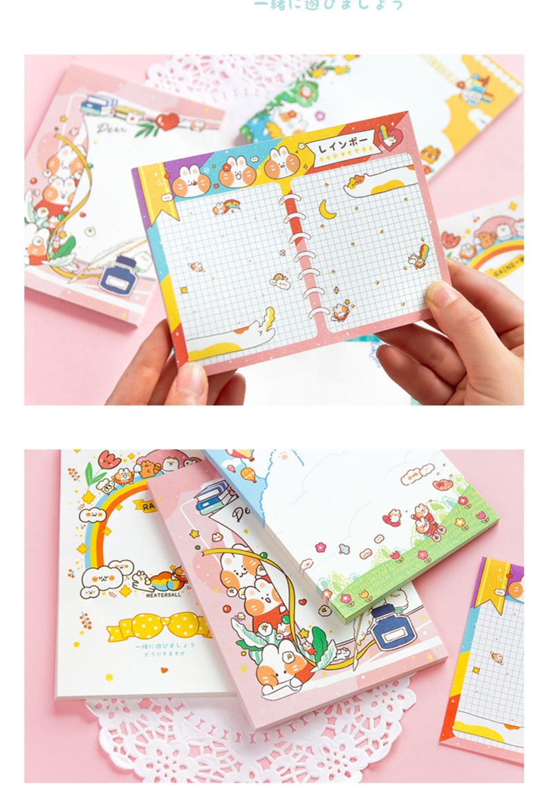 50 Sheets/packlovely Cartoon Sticky Memoscartoon - Etsy