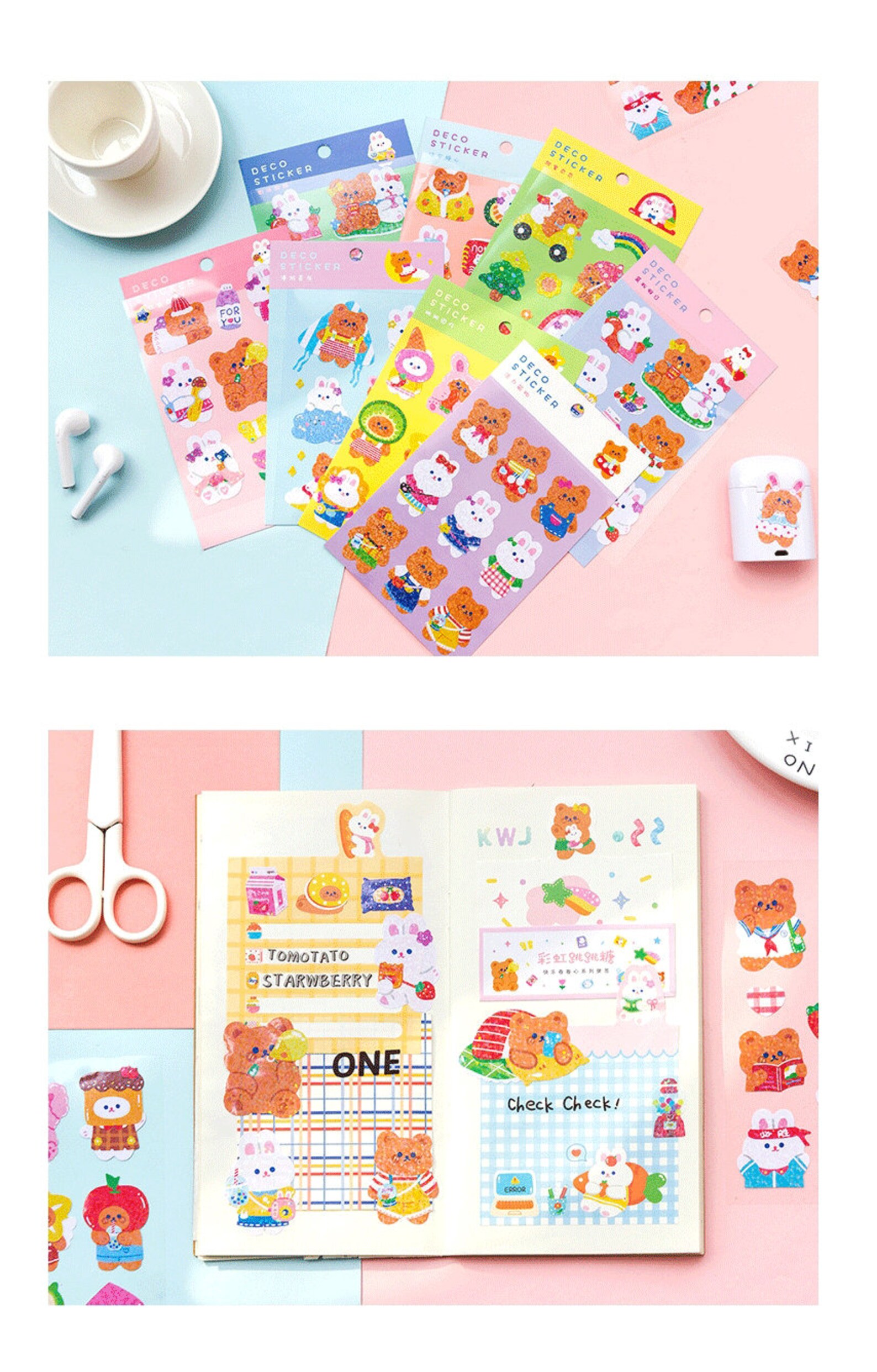 Cartoon Stickerbear Sticker Bunny Sticker rabbit - Etsy