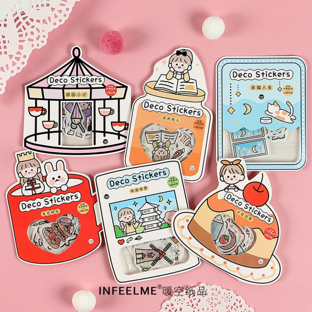 40 Sheets What a Nice Day Sticker Cute Character Sticker - Etsy