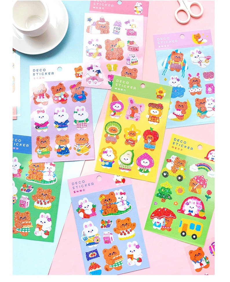 Cartoon Stickerbear Sticker Bunny Sticker rabbit - Etsy