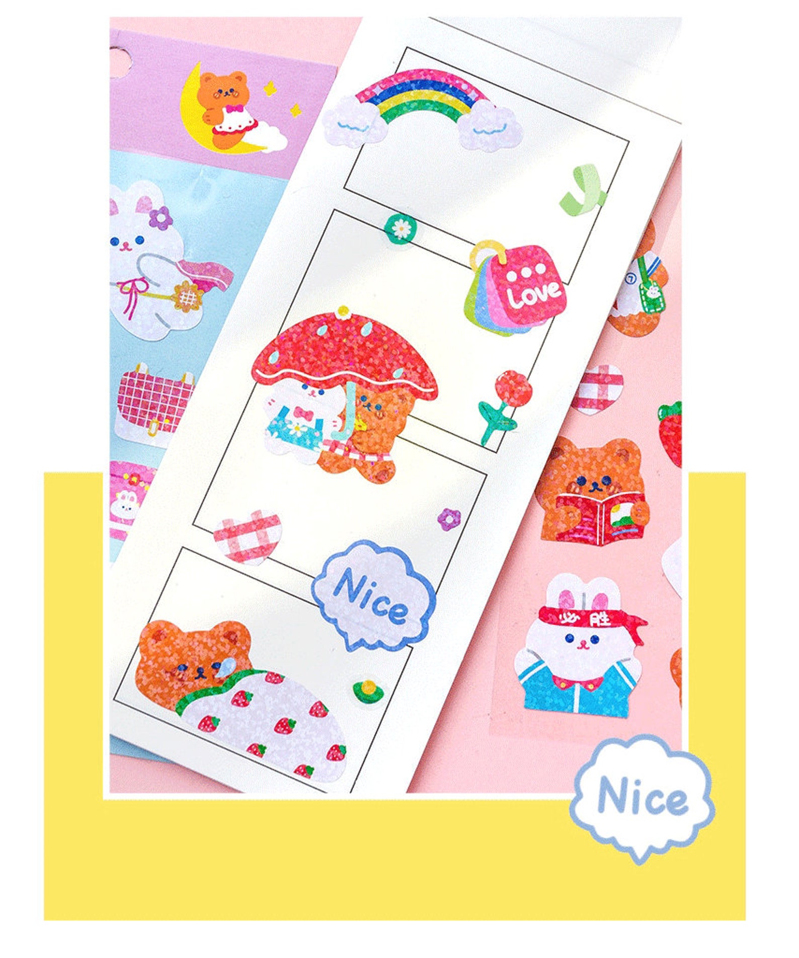 Cartoon Stickerbear Sticker Bunny Sticker rabbit - Etsy