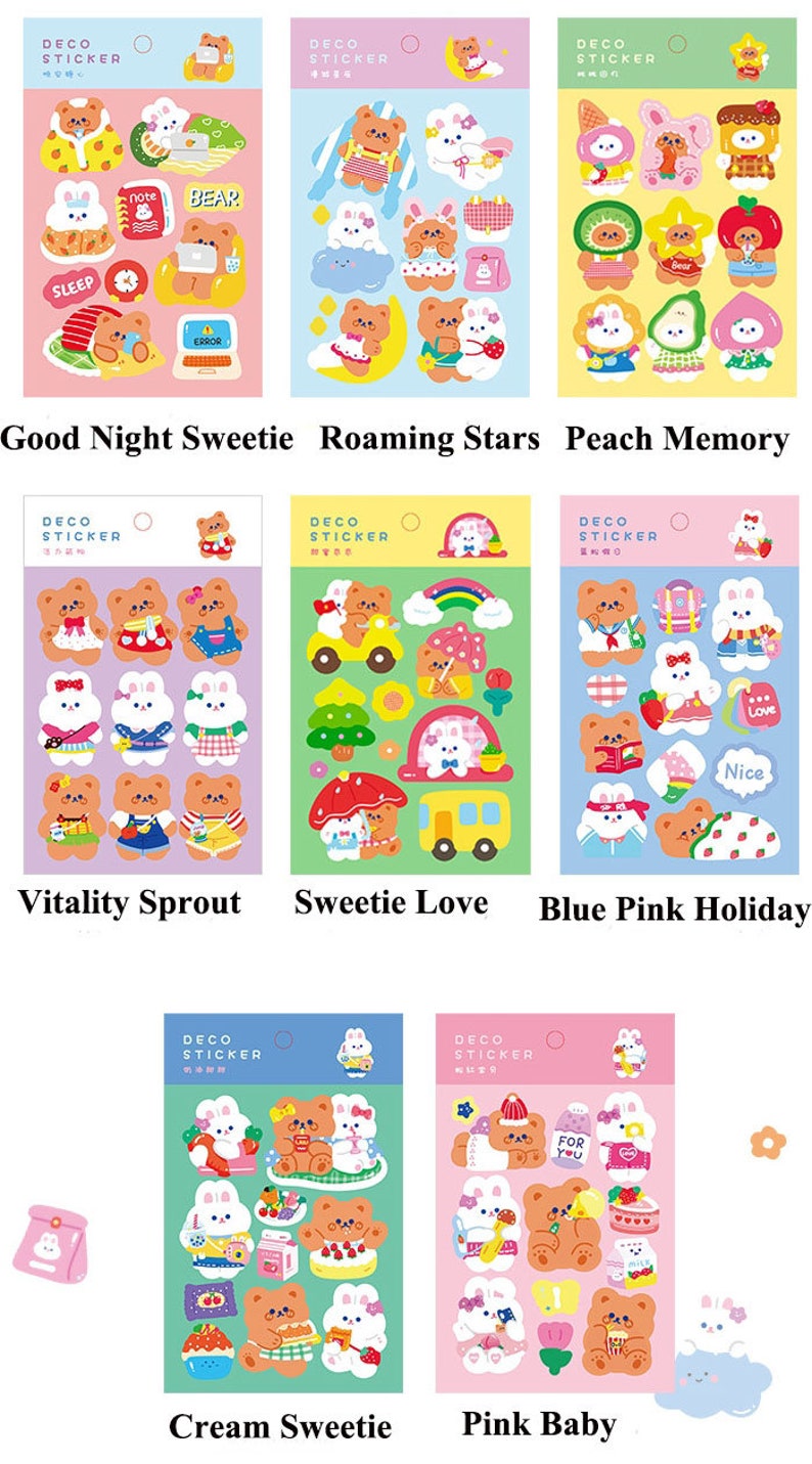 Cartoon Stickerbear Sticker Bunny Sticker rabbit - Etsy