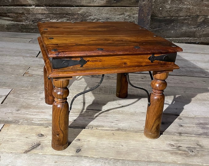 Square Indian Rustic Country Thakat Coffee Table With Ironwork - Etsy