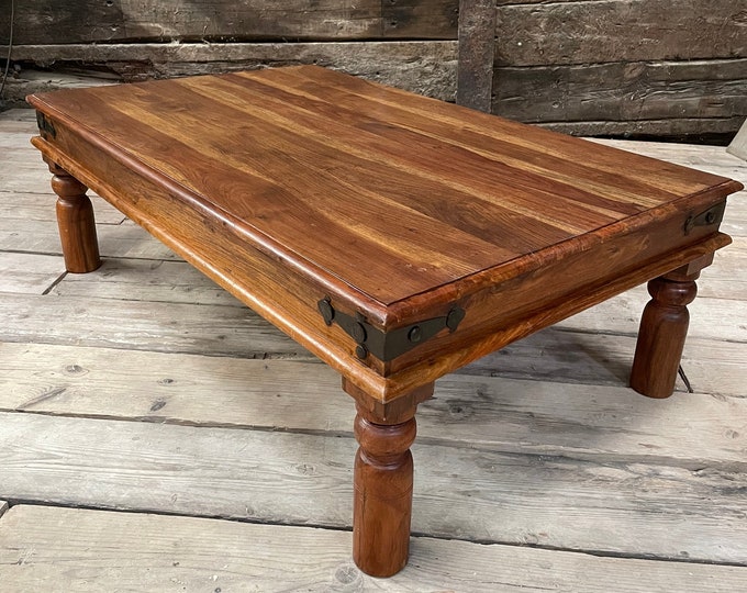 Large Indian Rustic Country Thakat Coffee Table With Ironwork - Etsy