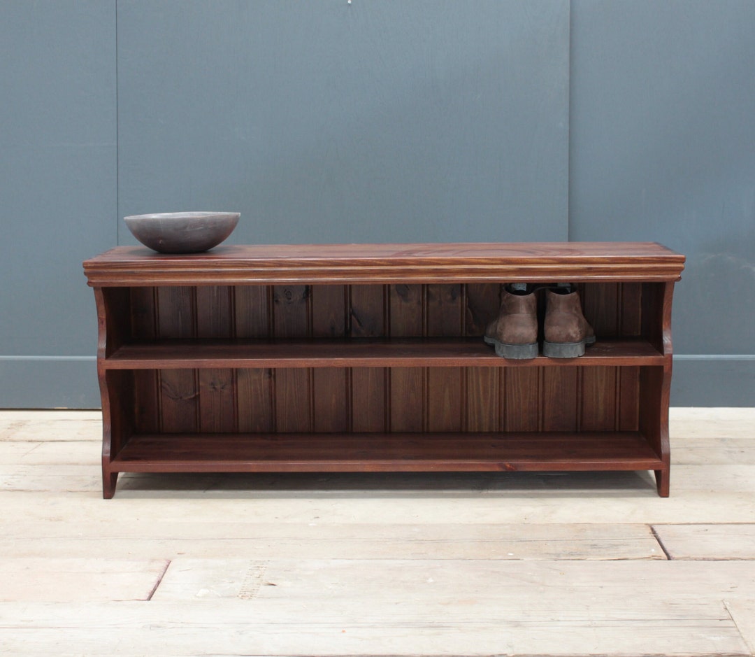 Shoe Bench, 120cm or 90cm Wide, Finished in Dark Oak, Shoe Rack, Hall ...