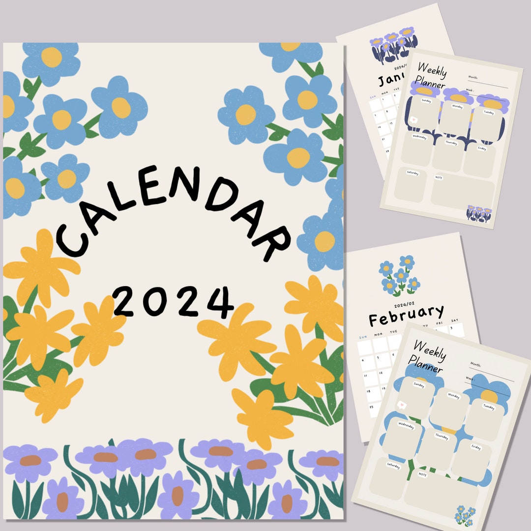 Calander 2024 , Monthly Calander 2024 A4 - Etsy UK