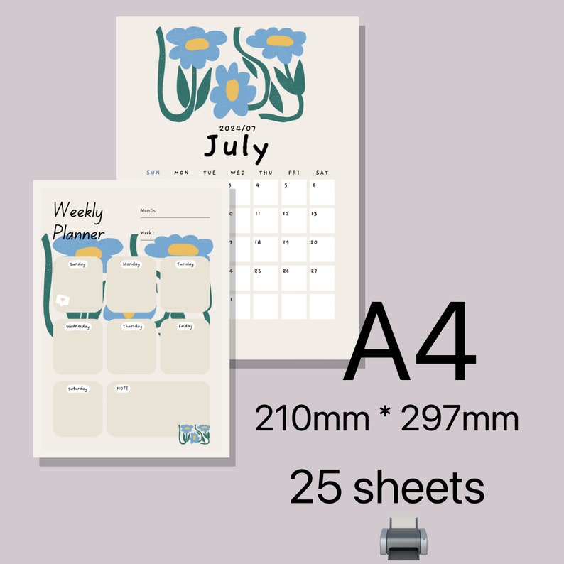 Calander 2024 , Monthly Calander 2024 A4 - Etsy UK