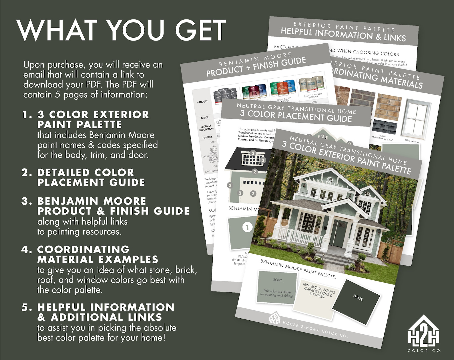 Benjamin Moore Green-gray Exterior Paint Palette (digital Download) - Etsy