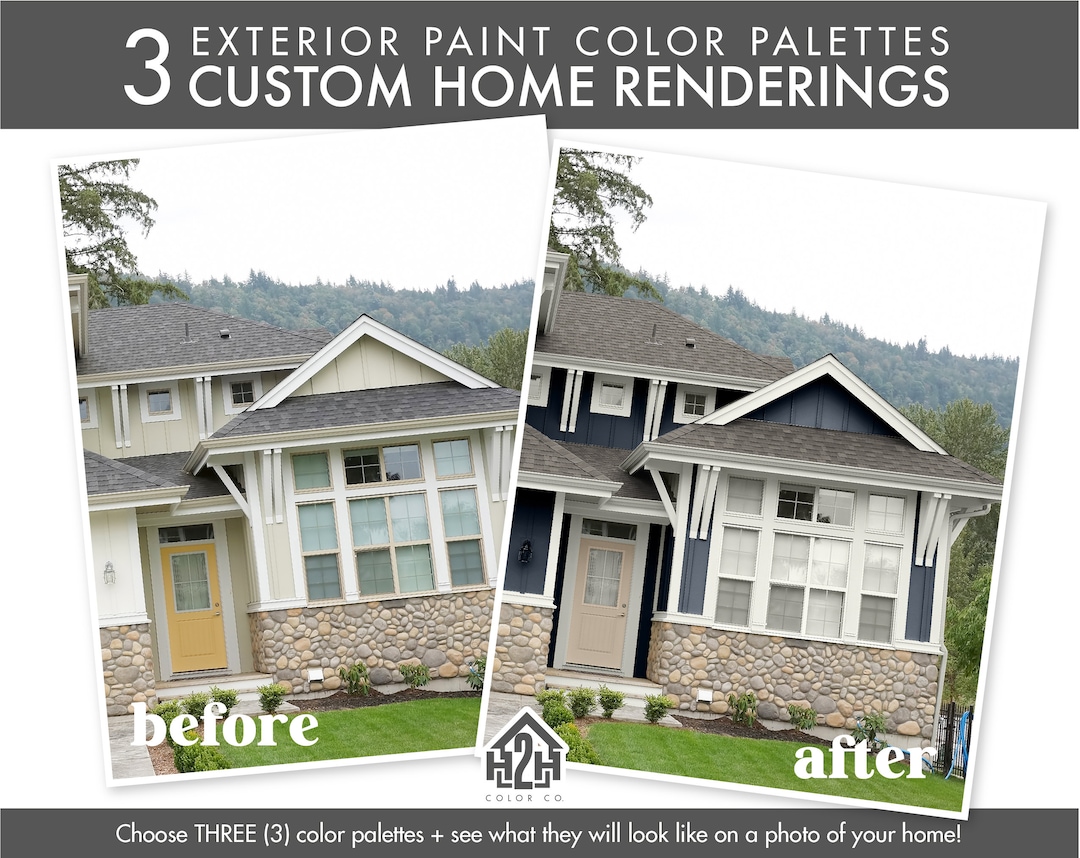 Exterior Home Paint Color Rendering, Exterior House Color Mockup, Color ...