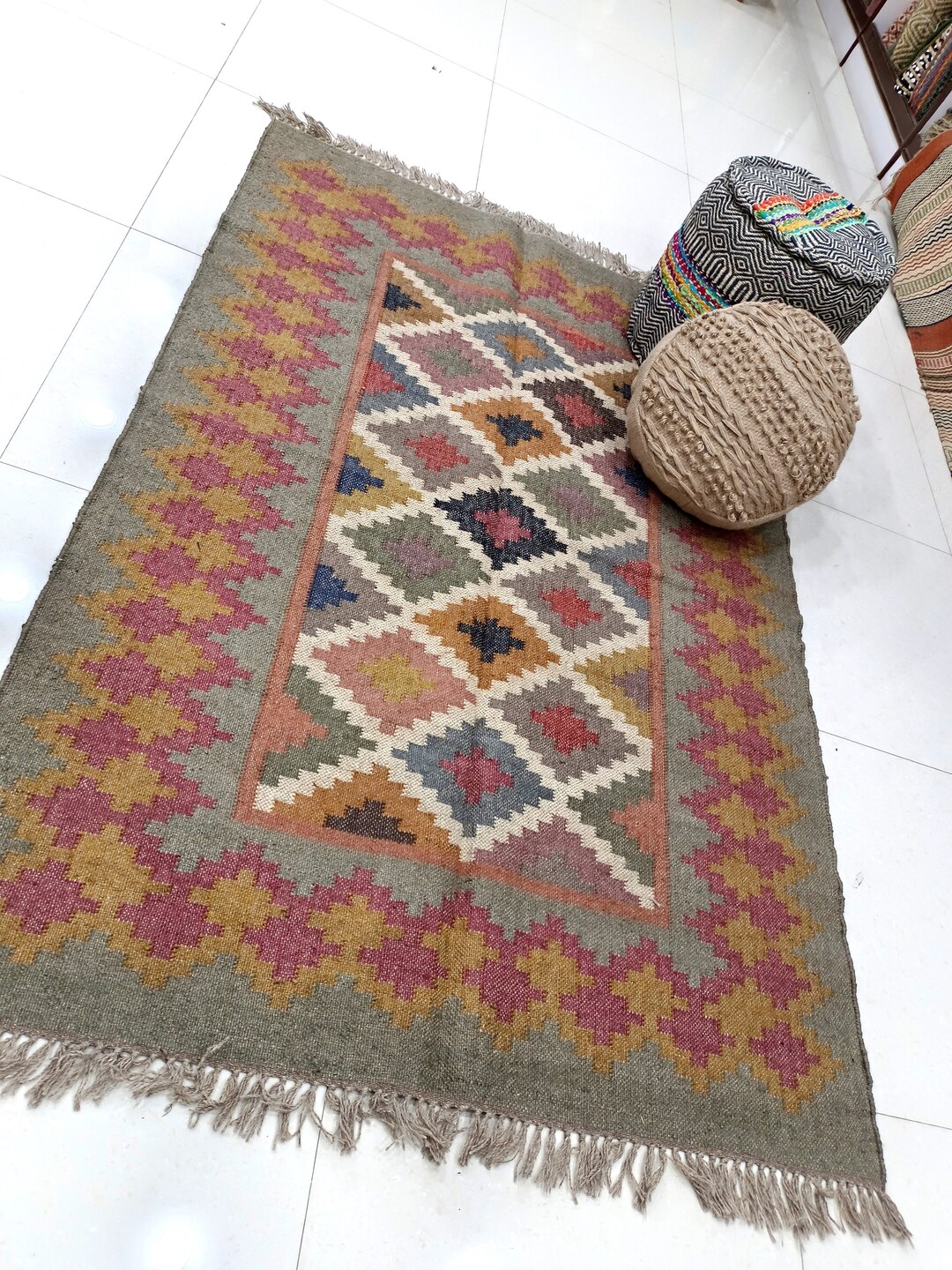 Handmade Navajo Kilim Rug, Aztec Rug, Accent Rug, Outdoor Rug/indoor ...