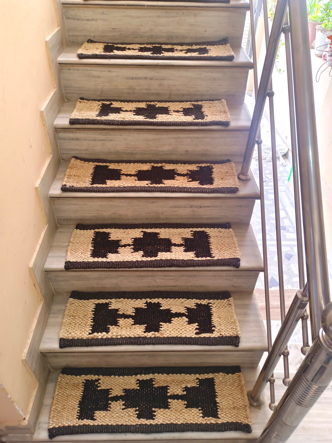 4x12 Ft Custom Wool Jute Kilim Runner Rug, Natural Jute Stairway Modern ...