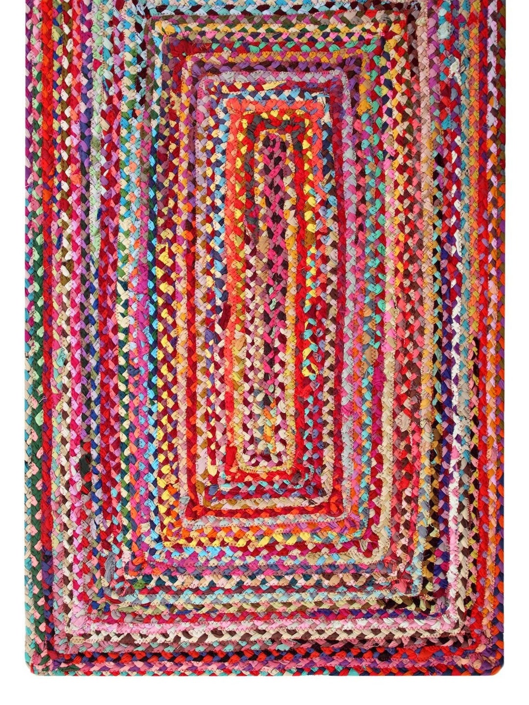 Hand Braided Bohemian Colorful Cotton Chindi Area Rug Multi Color Home ...