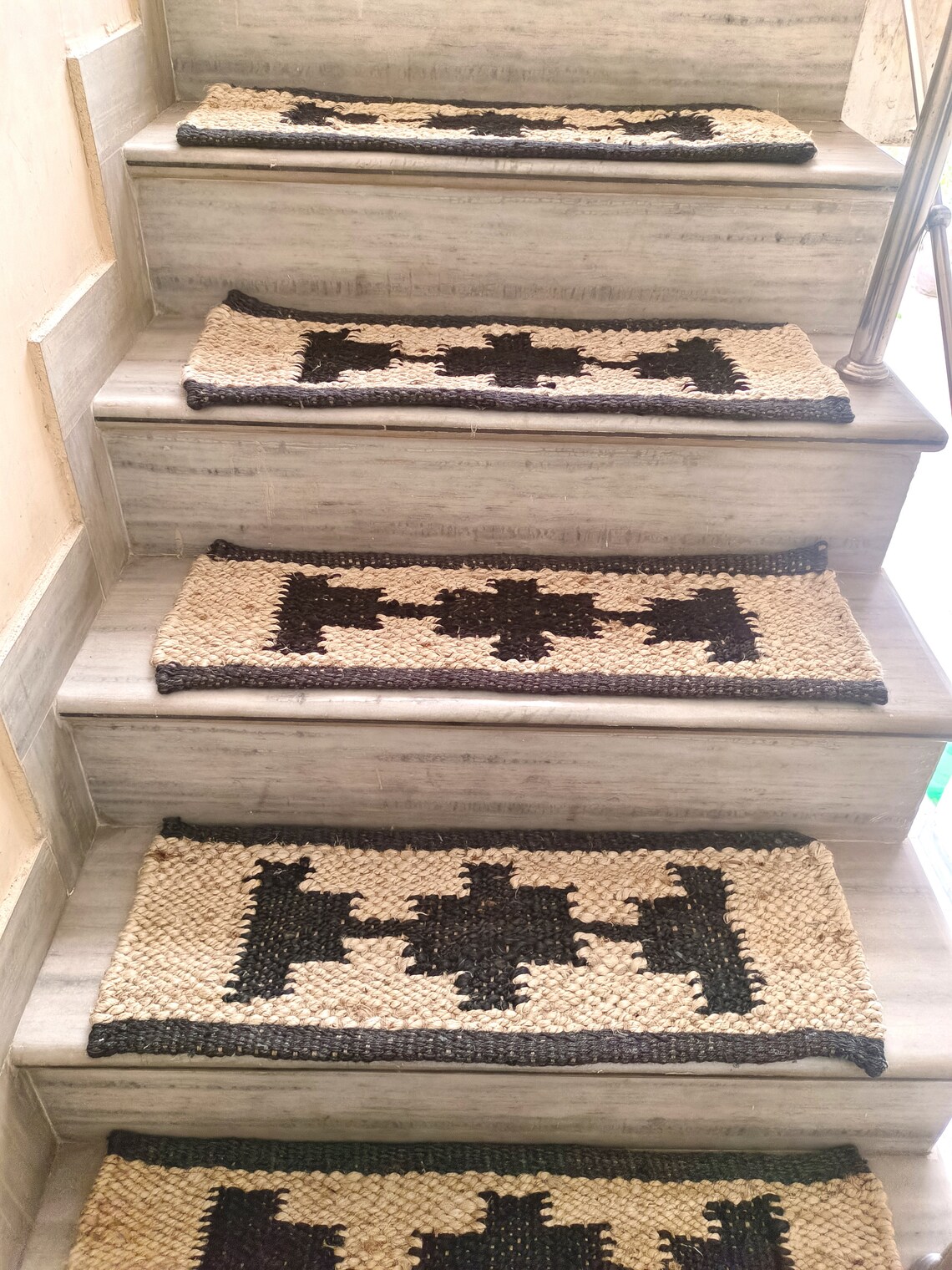 4x12 Ft Custom Wool Jute Kilim Runner Rug, Natural Jute Stairway Modern ...