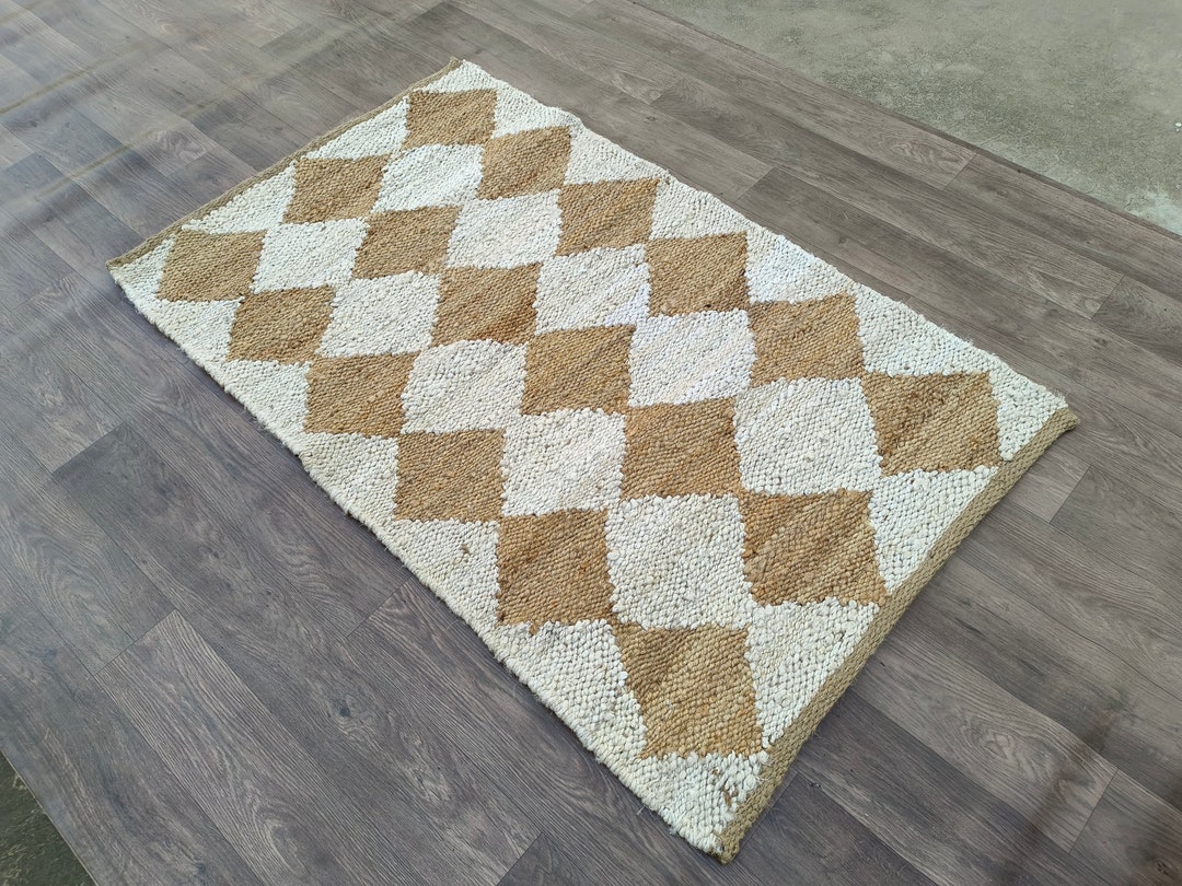 Handwoven Boho Decor Hemp Jute Rug, Gray and Black Stripes, Hemp Rug ...