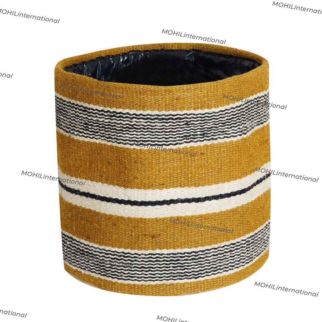 Hand-crocheted Jute Flower Pot, 10x10 Ft Custom Scandia Boho Bin Basket ...