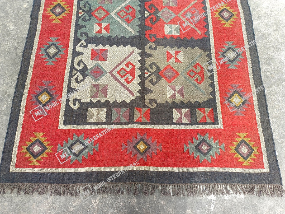 Traditional Indian WOOL JUTE RUGS, 4x6, 5x8, 6x9, 8x10, 9x12 Ft Kilim ...