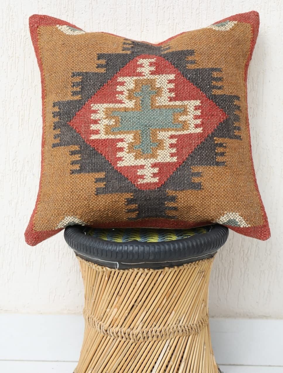 4 Set Jute Kilim Pillow Home Decor Handwoven Turkish Pillow Moroccan ...
