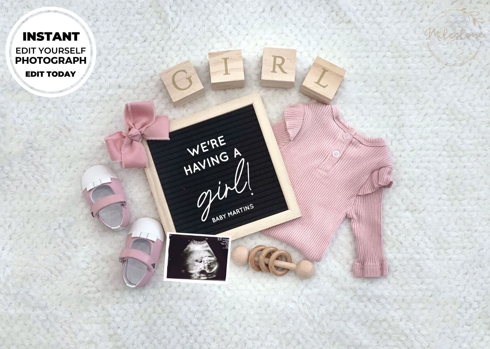 Editable Edit Yourself It's a Girl Pregnancy | Etsy