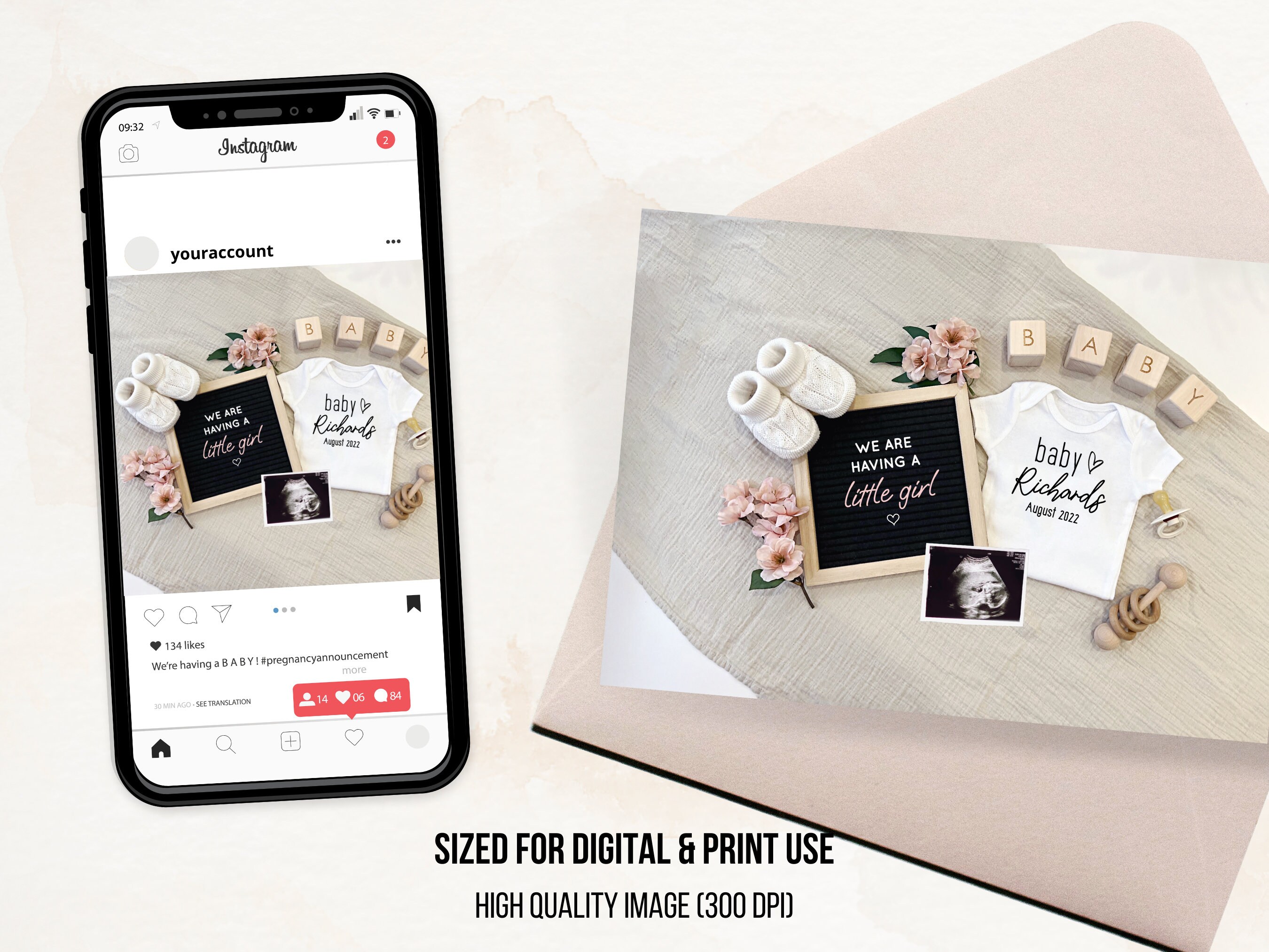 Editable - Edit Yourself It's a Little Girl Pregnancy Announcement ...