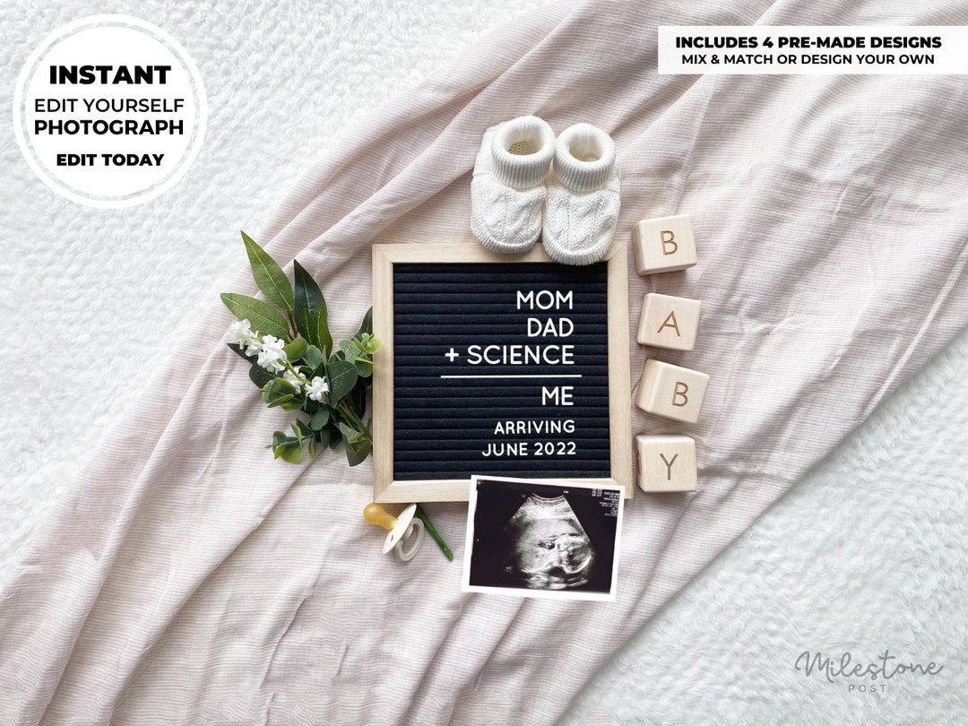Editable - Edit Yourself IVF Letterboard Pregnancy Announcement ...