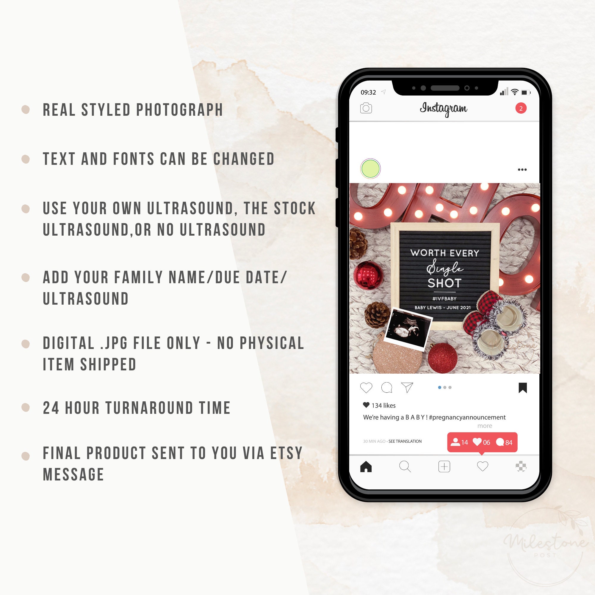 IVF Pregnancy Announcement Social Media Post Baby - Etsy