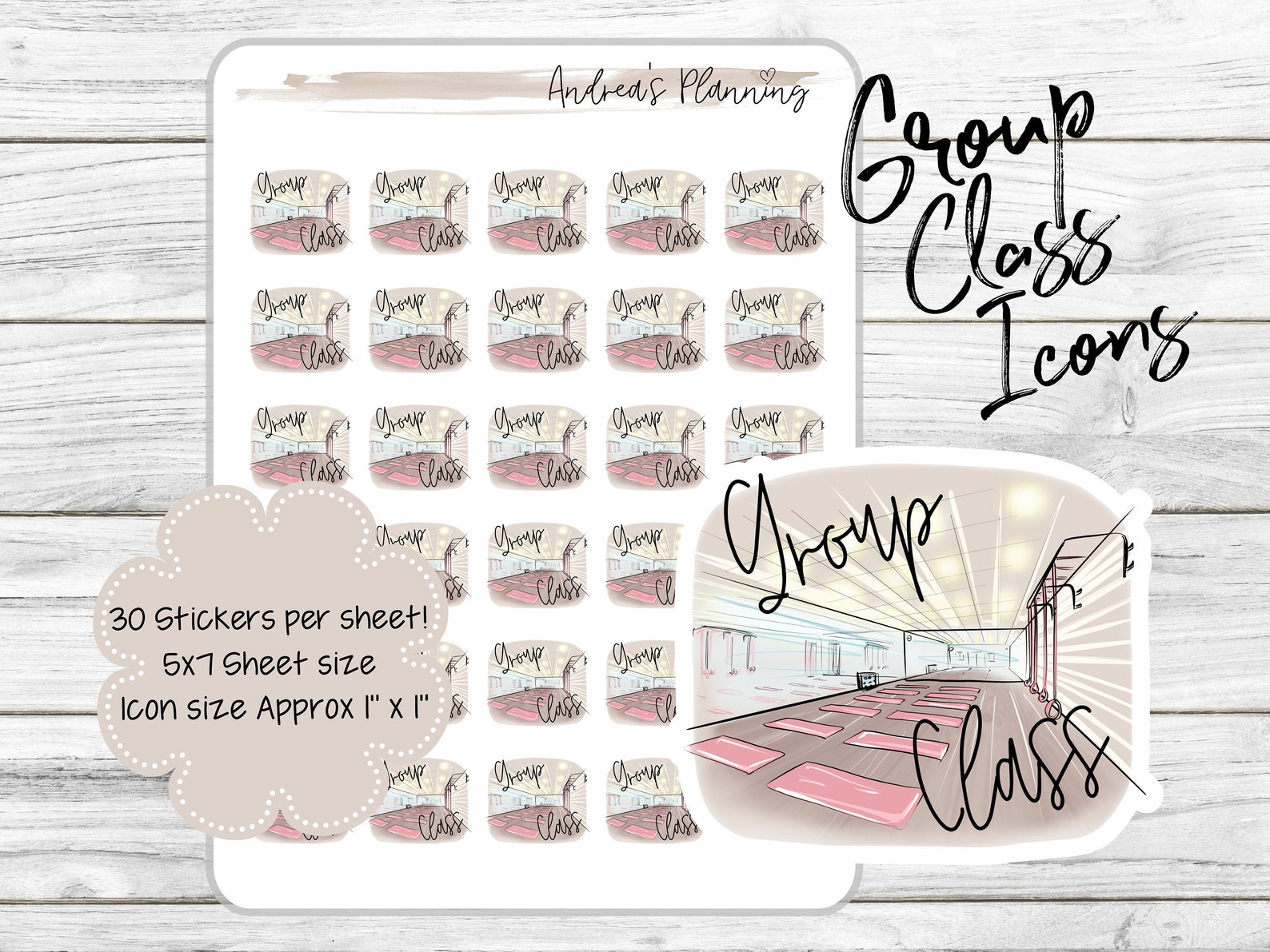 Functional Planner Sticker Icons / Group Class / Yoga / - Etsy