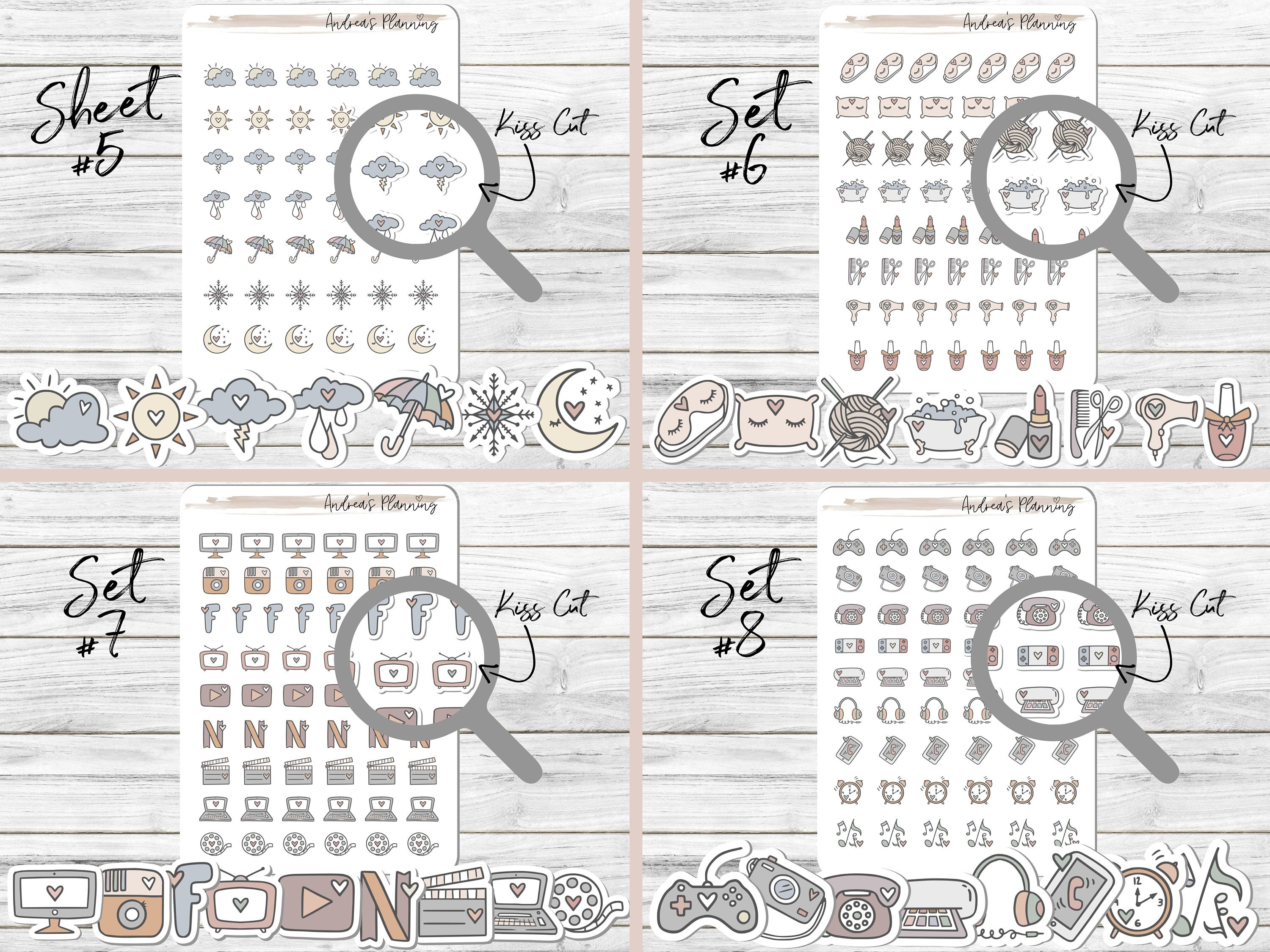 Everyday Functional Doodles Icons Planner Stickers/ Muted / Neutral ...