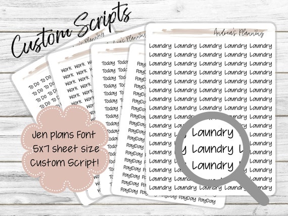 Custom Script Planner Stickers Jenplans Font - Etsy