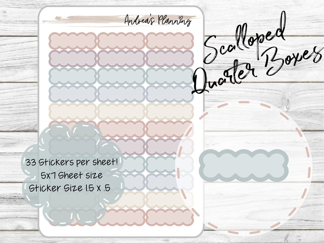 Scalloped Quarter Boxes || Functional Planner Stickers || EC - Etsy