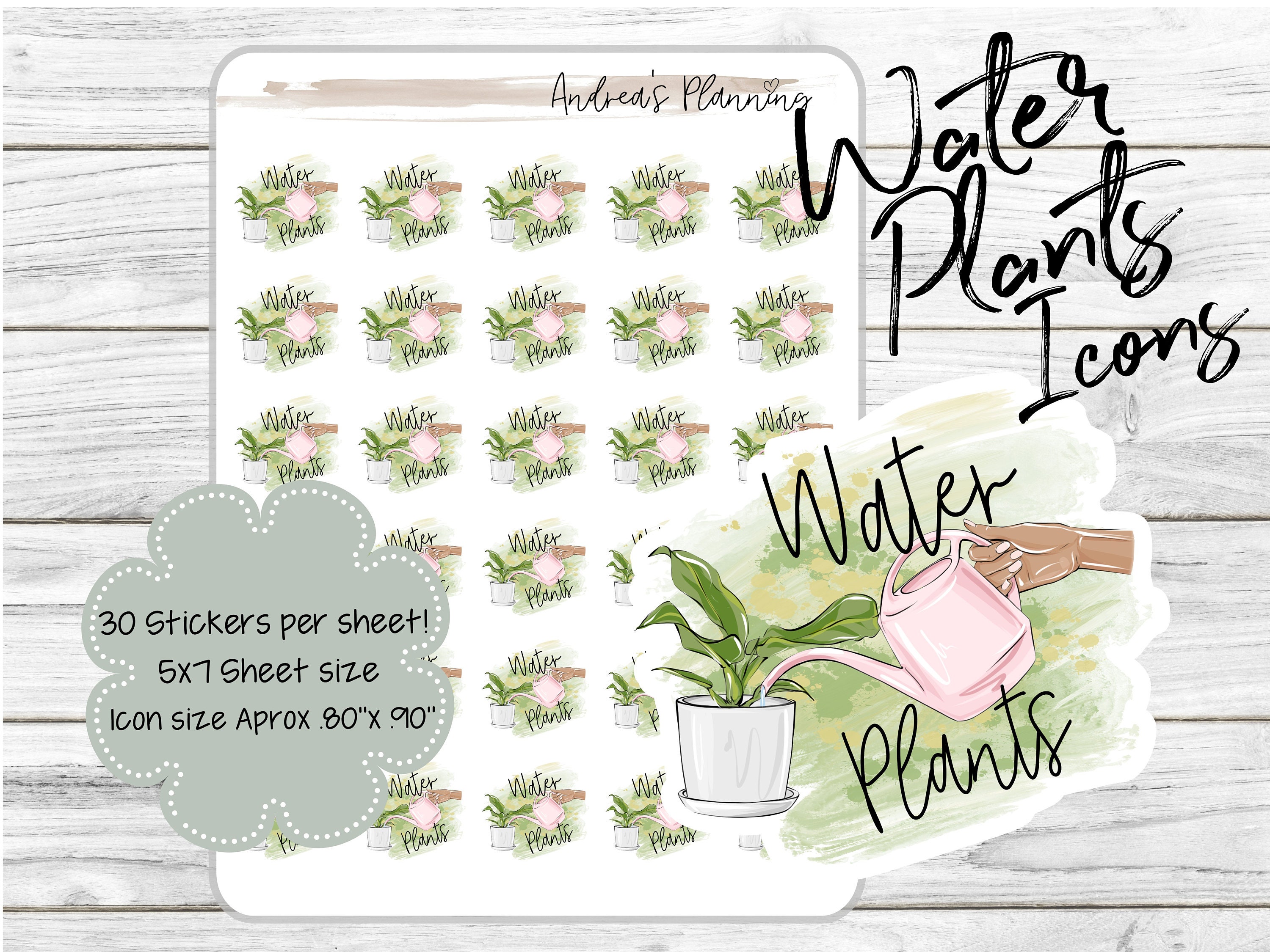Planner Functional Icon Stickers/ Water Plants / EC - Etsy