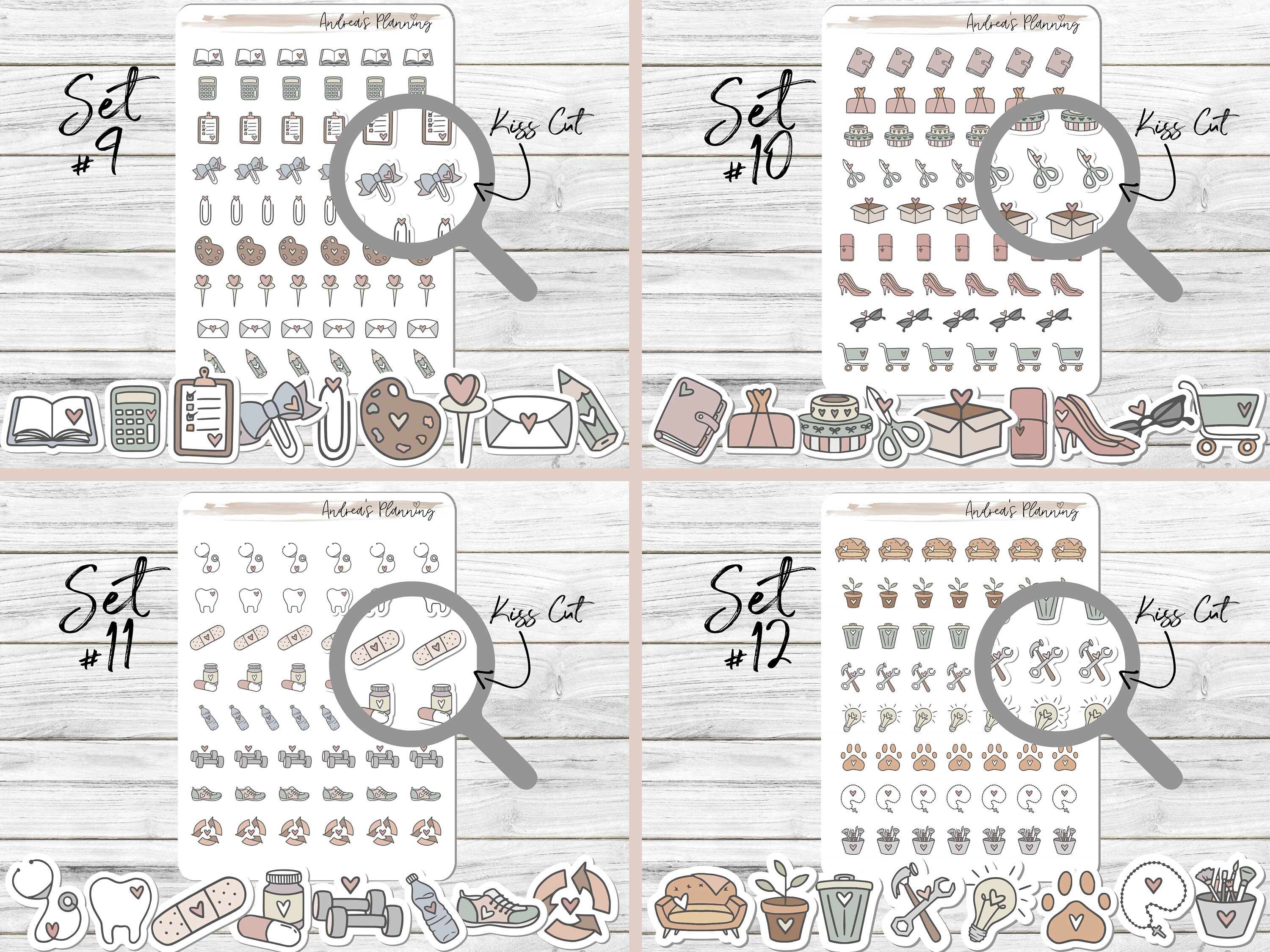 Everyday Functional Doodles Icons Planner Stickers/ Muted / Neutral ...