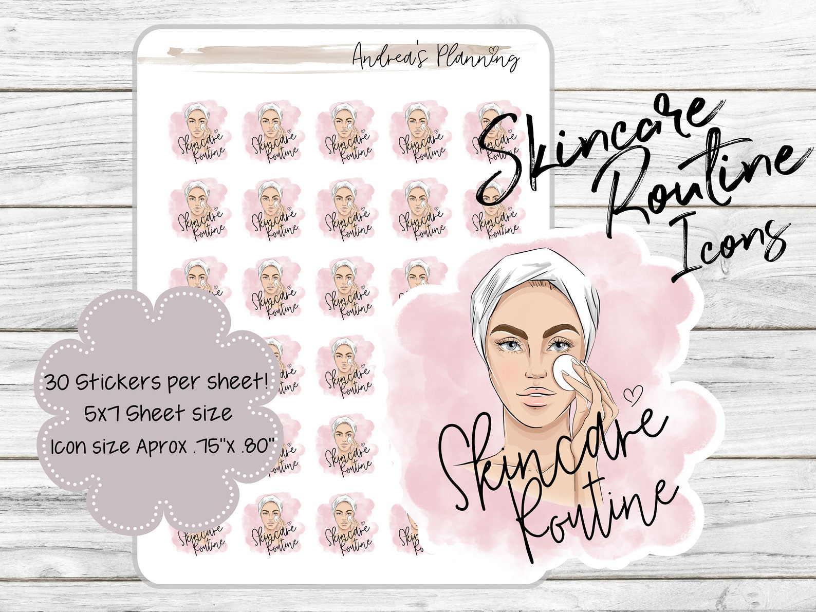 Planner Functional Icon Stickers/ Skincare Routine / EC - Etsy