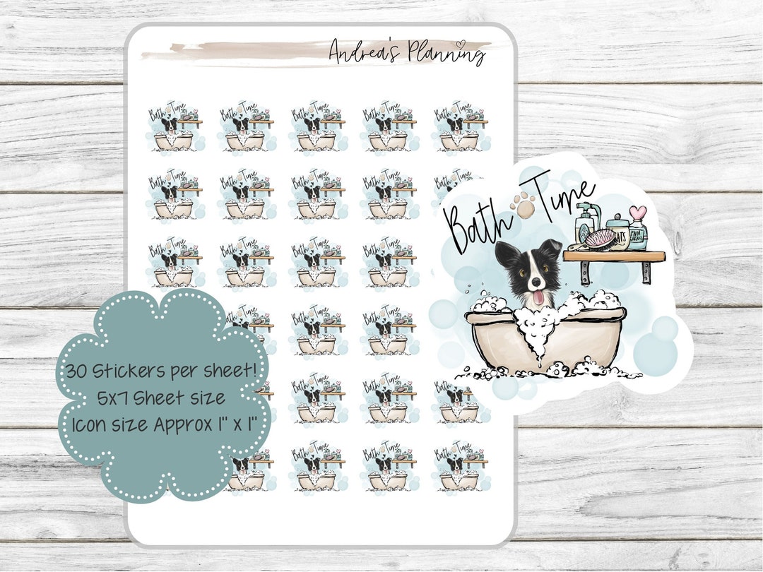 Dog Bath Time || Functional Planner Stickers Icons || EC - Etsy