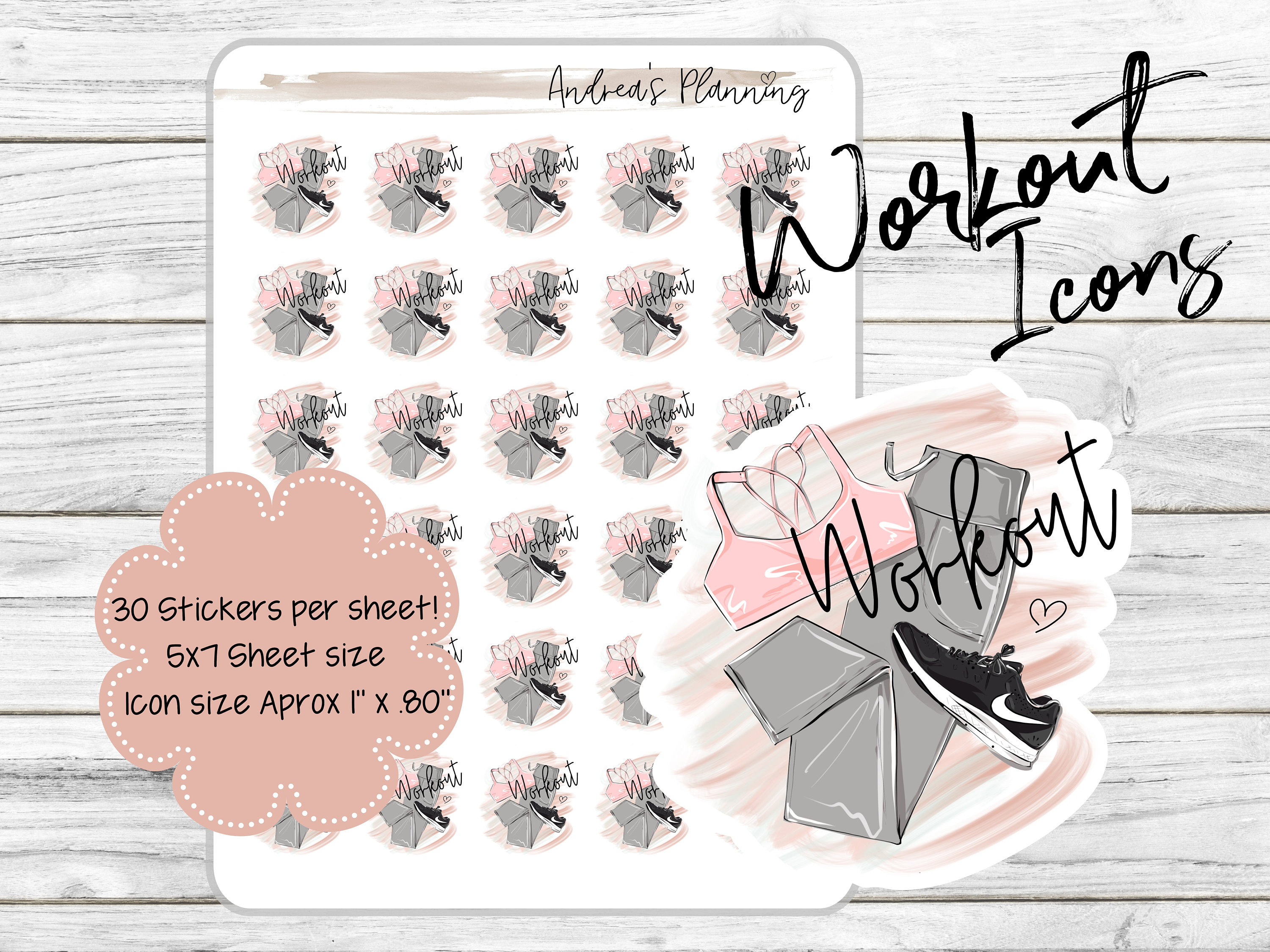 Planner Functional Icon Stickers/ Workout / EC | Etsy