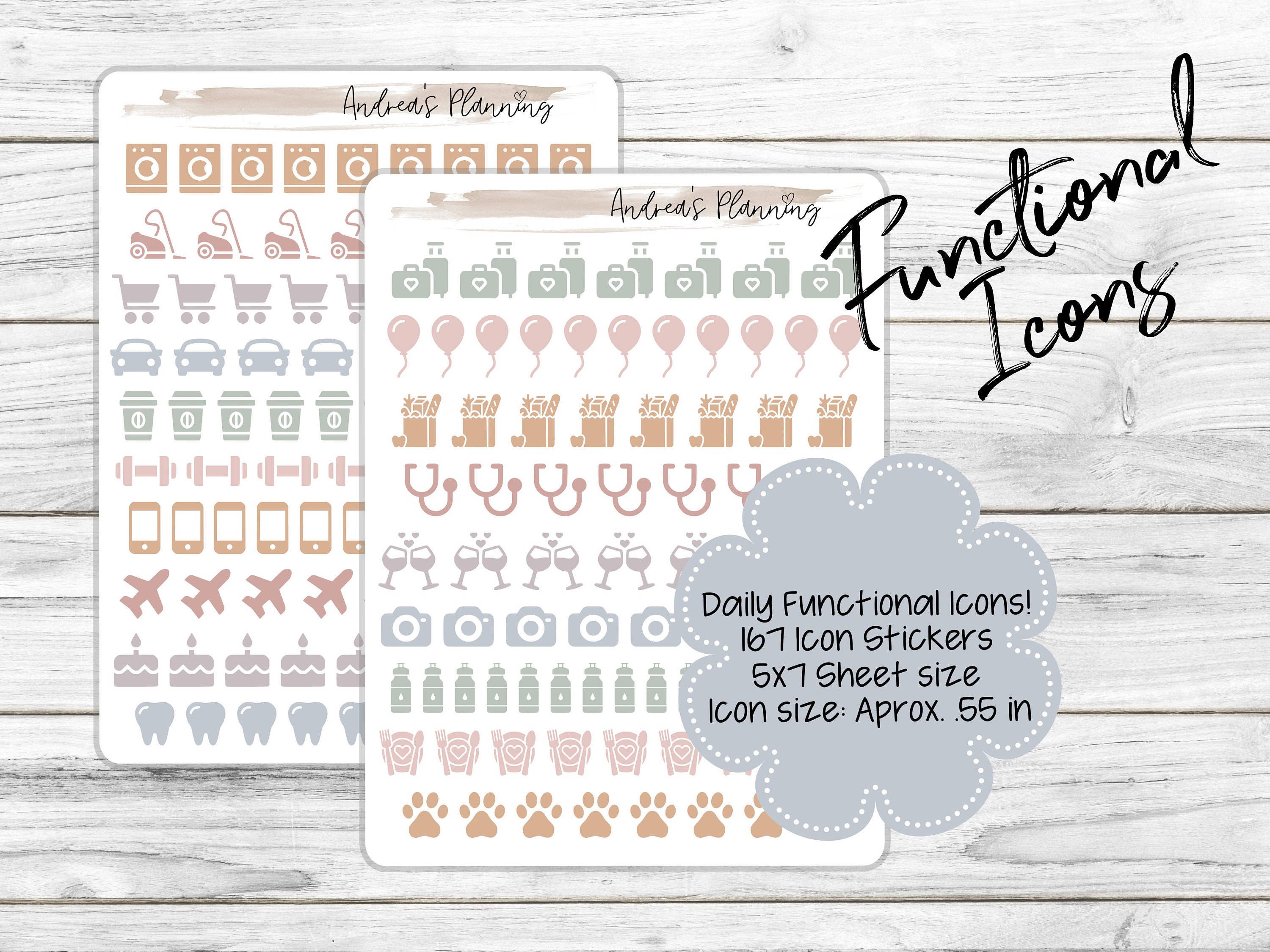Everyday Functional Icon Planner Stickers - Etsy